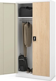 Víceúčelová kovová skříň bílá / dub sonoma, 900x1850x450 mm: DAWID Eco Design