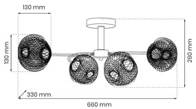 Stropní svítidlo Oakland, 4x grafitové skleněné stínítko, ch