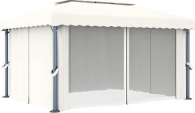 Altán se závěsy a světelnými LED řetězy 4 x 3 m krémově bílý 3070353