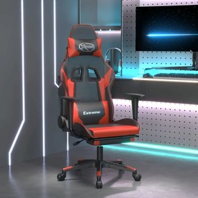 vidaXL Herní židle s podnožkou umělá kůže [3143704] Barva: Černo-červený