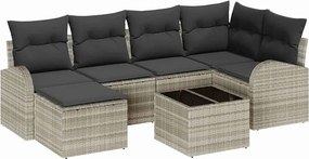 Set pohovek 7 ks Světle šedá polyratan 3354791