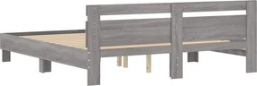 Rám postele s čelem šedý sonoma 200 x 200 cm kompozitní dřevo 3207397