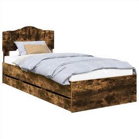 Rám postele s čelo Kouřový dub 75 x 190 cm Inženýrské dřevo 3413058
