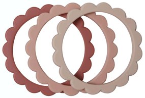 Mushie Náramkové kousátko ze silikonu Flower 3 ks Rose-blush-shifting-sand