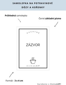 Samolepka na kořenky ZÁZVOR průhledná 3 × 4 cm základní písmo