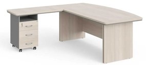 Rohové pracovní místo Manager LUX 200 x 205 cm, levé, akát světlý / šedá