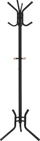 Stojan na kabáty se 12 háčky, stylový kovový věšák 176 cm, černý