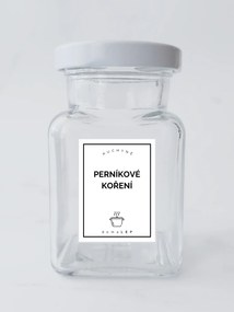 Samolepka na kořenky PERNÍKOVÉ KOŘENÍ bílá 3 × 4 cm tučné písmo