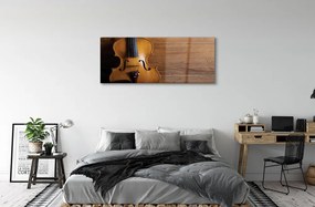 akrylový obraz Housle na dřevo 120x60 cm