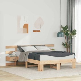 Rám postele s čelo Hnědá 135 x 190 cm Masivní borové dřevo 3385697
