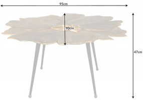 Massive home | Konferenční stolek GINKGO LEAFS 95 CM zlatý