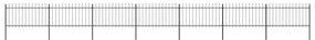 Zahradní plot s kopím nahoře ocelový 1172 x 100 cm černý 277617