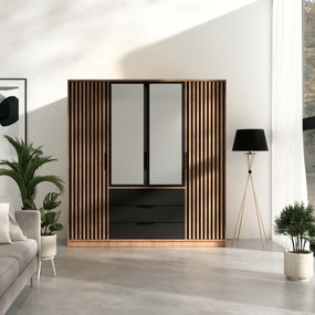 STO Šatní skříň BALI D4 LUX 196 cm,  Bílá / Dub Votan