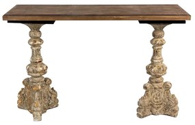 Hnědý konzolový stůl se zdobenými nohami Christine - 120*40*77 cm