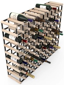 Pendeford Metal Spinnings Ltd Stojan na víno RTA na 90 lahví, přírodní borovice - černá ocel / sestavený