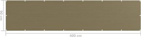 Balkonová zástěna taupe 90 x 400 cm HDPE 310961