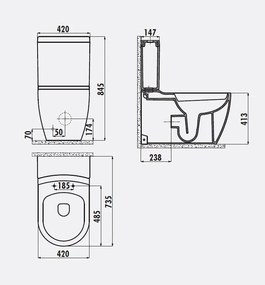 CREAVIT Grande XXL WC kombinované s bidetem, velké, šířka 42 cm, GR3641