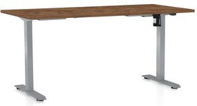 Výškově nastavitelný stůl OfficeTech A, 160 x 80 cm, šedá podnož, dub silverjack