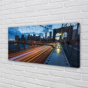 Obrazy na plátně Mrakodrapy bridge river 100x50 cm