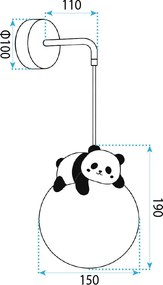 Toolight Toolight, nástěnné svítidlo PANDA G163-1W, černá-bílá, OSW-07803