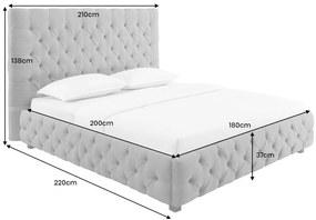 Designová postel Laney Chesterfield 180 x 200 cm šedá