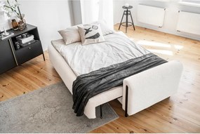 Krémová rozkládací/s úložným prostorem pohovka z textilie bouclé 244 cm Arcadova – ELTAP