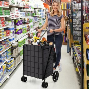 Costway Nákupní vozík s univerzálními předními koly s vložkou Oxford a 120 l