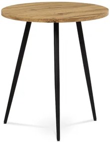 Odkládací stolek 80135-12 WAL WAL pr. 50x50 cm, deska dřevo, moření ořech, kovové černé nohy