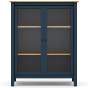 Tmavě modrá dřevěná vitrína Marckeric Misti 110 x 90 cm