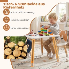 Costway Dětský stůl s 2 židličkami a sada židlí s dřevěnými nohami Sestava