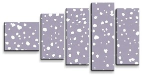 Sablio Obraz - 5-dílný Bílé flíčky na fialové - 100x60 cm
