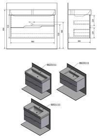 Sapho MEDIENA umyvadlová skříňka 96,5x50,5x48,5cm, bílá mat/dub natural MD102