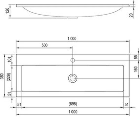 Ravak Clear Umyvadlo 100x38 cm, XJJ01110000