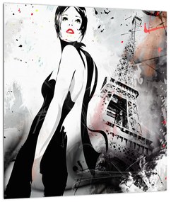 Obraz - Lady a Eiffelova věž (30x30 cm)