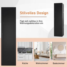 Costway 150 cm vysoká úložná skříňka volně stojící 4patrová podlahová s dvířky