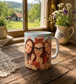 Srdcem darované Veselý hrneček pro kamarádky/kamarády/partu - na přání 3D ilustrace