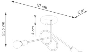 Stropní svítidlo Loop 2, černé tělo svítidla