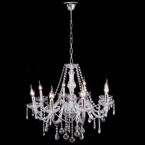 Toolight - Křišťálový závěsný lustr 8xE14 60W, stříbrná, OSW-04600