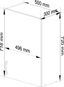 Horní kuchyňská skříňka LIMA W50/720/ bílá / dub sonoma