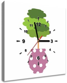 Gario Obraz s hodinami Zelený stromeček ve váze Rozměry: 40 x 40 cm