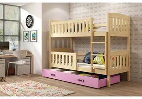 Dětská patrová postel KUBUS s úložným prostorem 90x200 cm - borovice Ružové