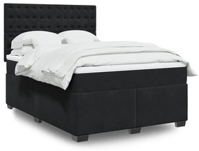 Box spring postel s matrací černá 140x200 cm samet 3293244