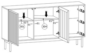 SAORI | komoda K2D3S | 158,9 cm | dub cremona