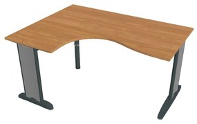 Stůl ergo oblouk pravý 160×120/80 cm - Hobis Flex FE 2005 P Dekor stolové desky: olše, Barva nohou: černá
