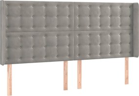 Čelo postele typu ušák světle šedé 183x16x118/128 cm samet 3120074
