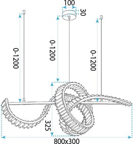 Toolight Toolight, LED závěsné stropní svítidlo 80cm, SWE082-CP, zlatá, OSW-30211