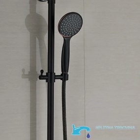 Nástěnný sprchový systém EYN NTC79887 s LED osvětlením a více druhy proudu, matná černá