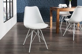Designová jídelní židle Scandinavia Lund bílá umělá kůže