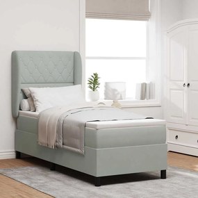 Postel s boxspringem s čelo Světle šedá 200 x 80 cm samet 3340844