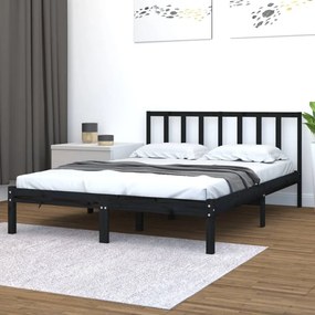 Rám postele černý masivní borovice 140 x 200 cm,  3105075